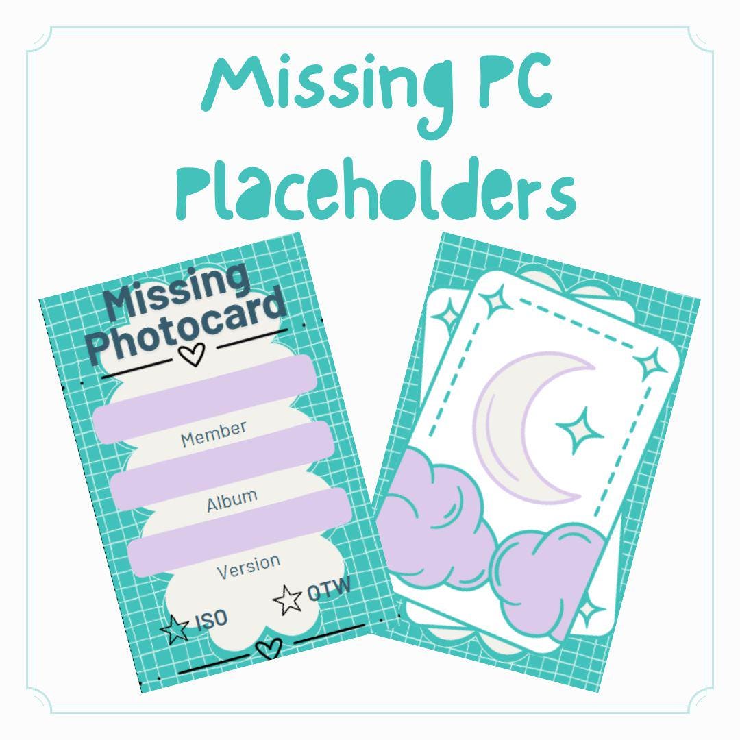 Printable Missing Photocard Insert – Teal/lavender Moon & Stars Design ...