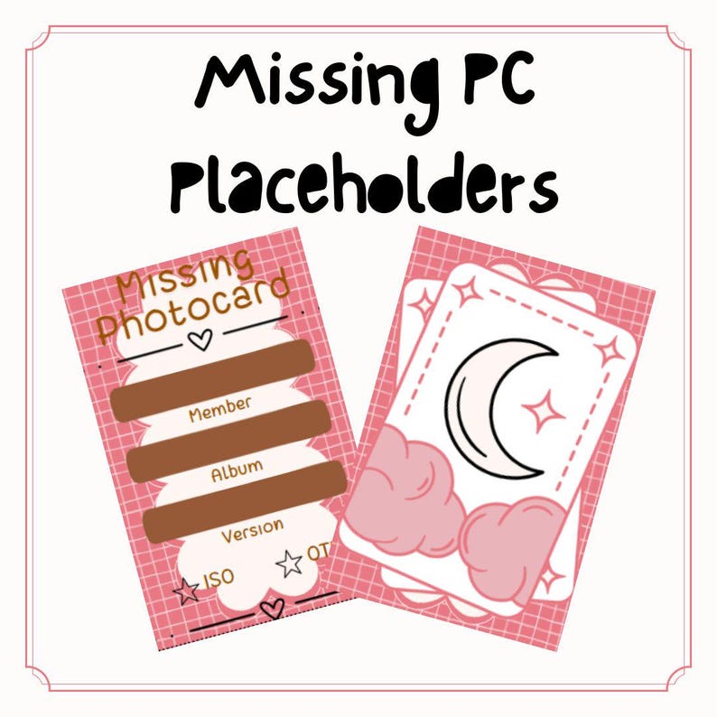 Printable Missing Photocard Insert – Coral/pink Moon & Stars Design - Etsy