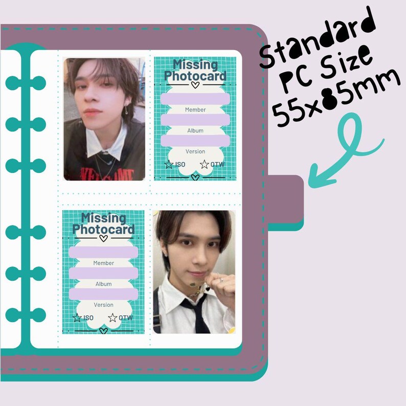 Printable Missing Photocard Insert – Teal/lavender Moon & Stars Design ...