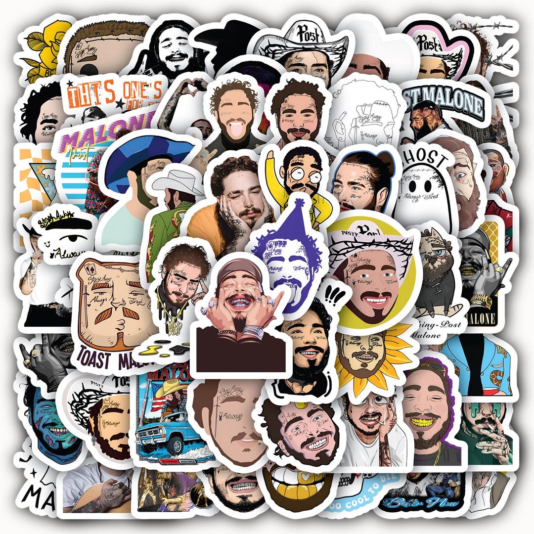 Post Malone Sticker Sheet - Waterproof Rap Music Decals - Etsy