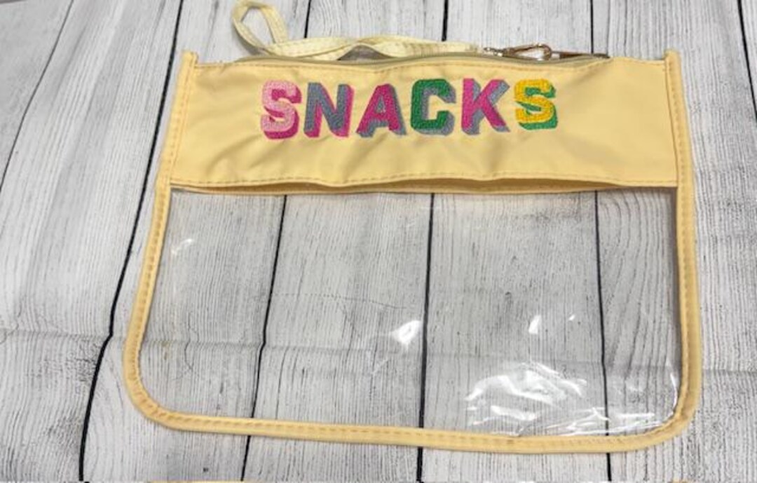 Custom Embroidered Snack Clear Pouch, Personalized, Monogram Clear Zip ...