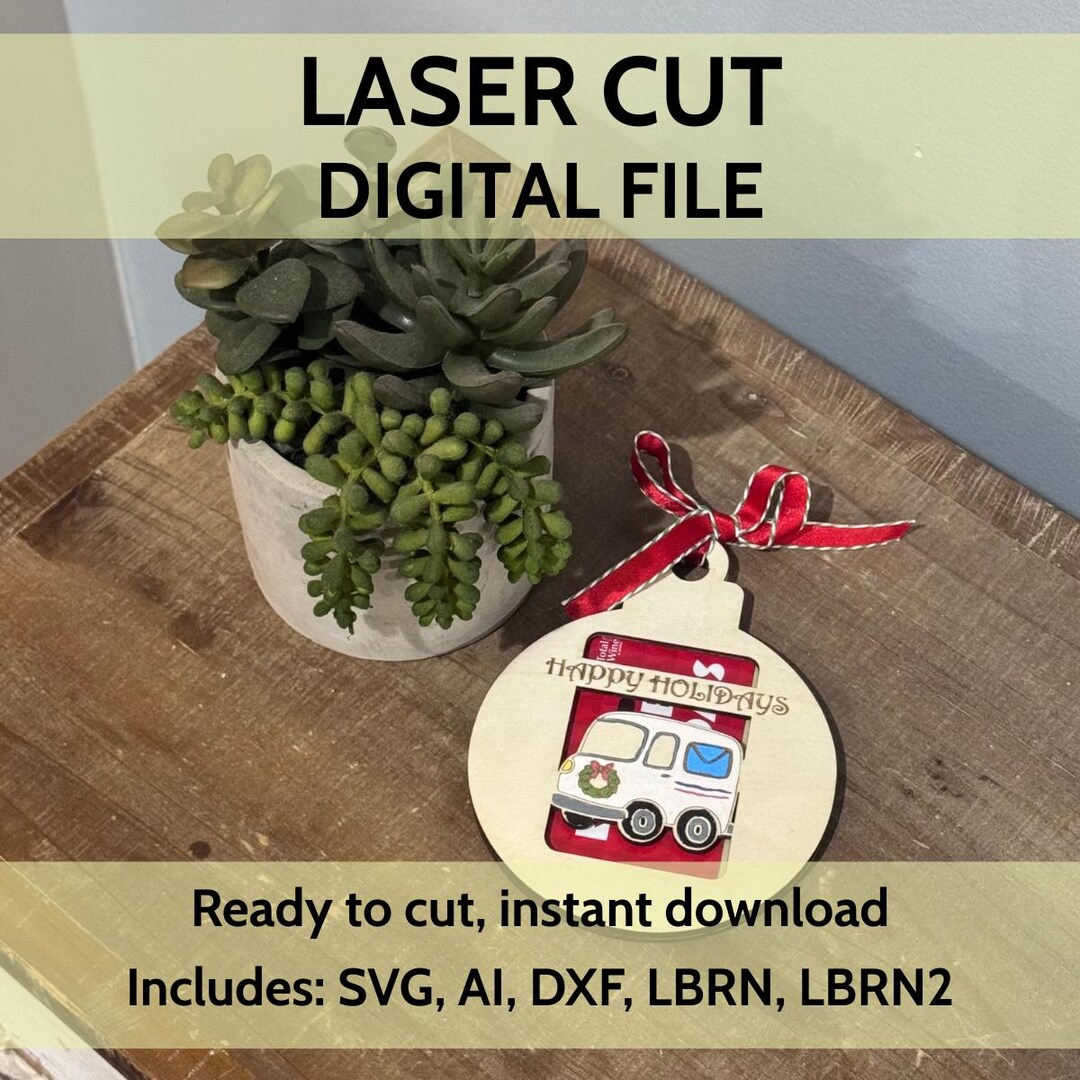 Mail Carrier Gift Card Holder SVG - Holiday Mailman Ornament Laser Cut ...