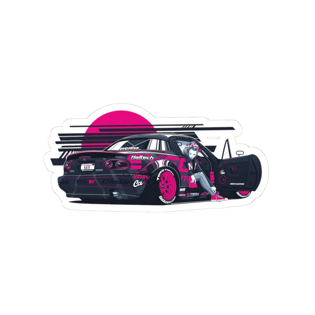 Retro Drift Car Sticker | Kiss-cut Vinyl Racing Decal - Etsy