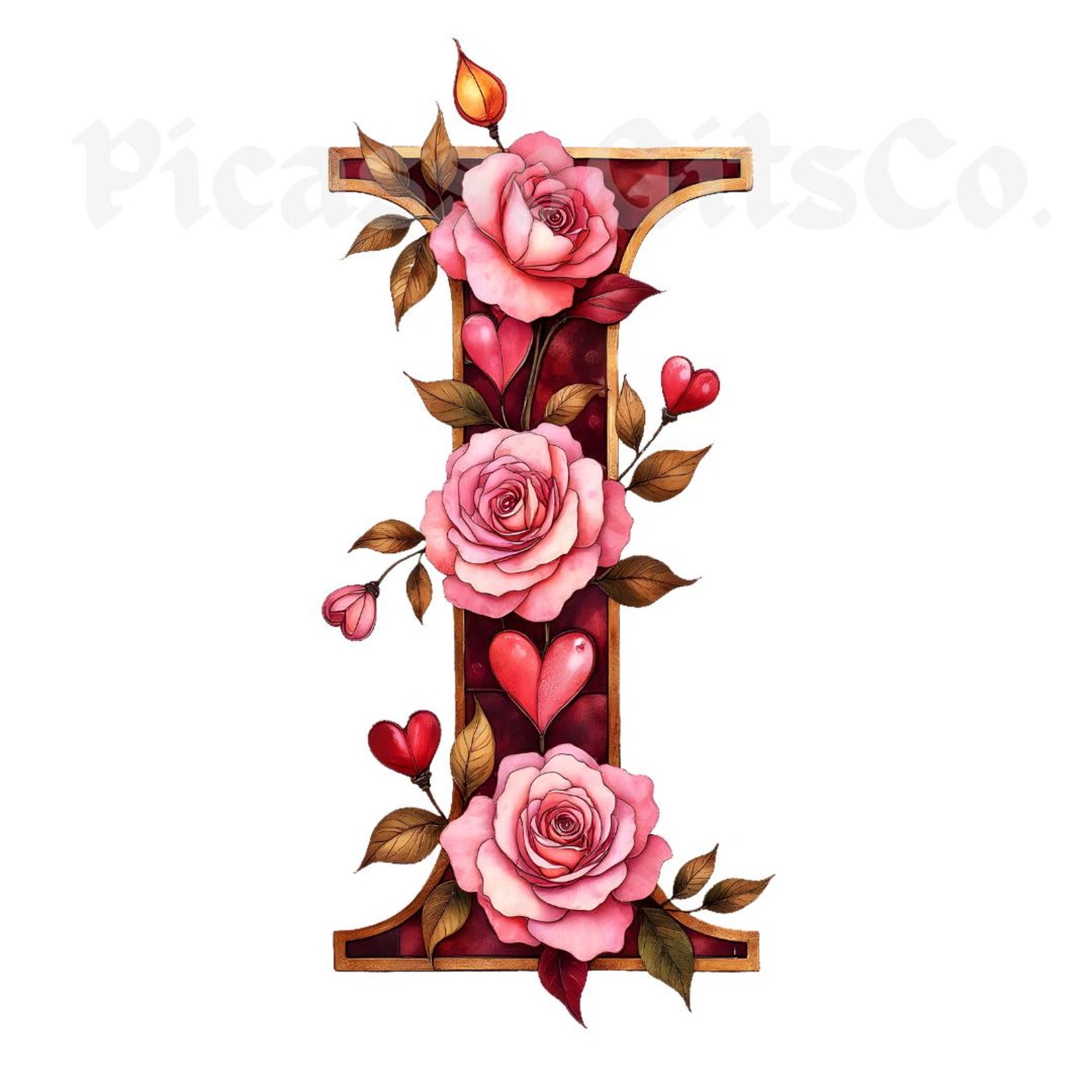 Valentine Alphabet PNG, Romantic Letters A–Z, Valentine Letter Set for ...