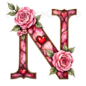 Valentine Alphabet PNG, Romantic Letters A–Z, Valentine Letter Set for ...