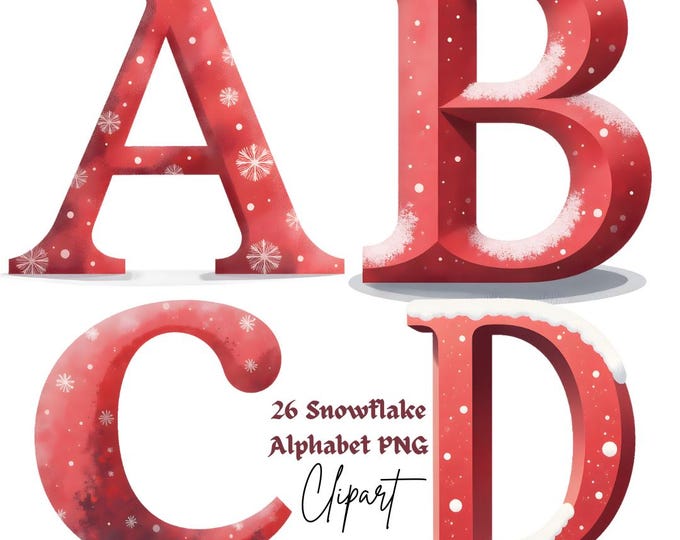 Snowflake Frost Alphabet PNG | Icy Blue Letters A–Z | Watercolor Winter ...