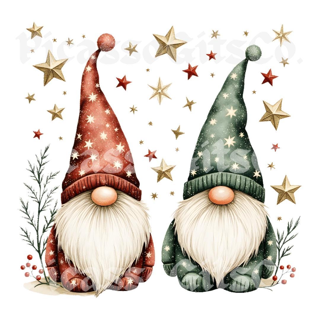 Watercolor Christmas Gnomes Clipart Bundle: 24 Pngs (digital Download ...