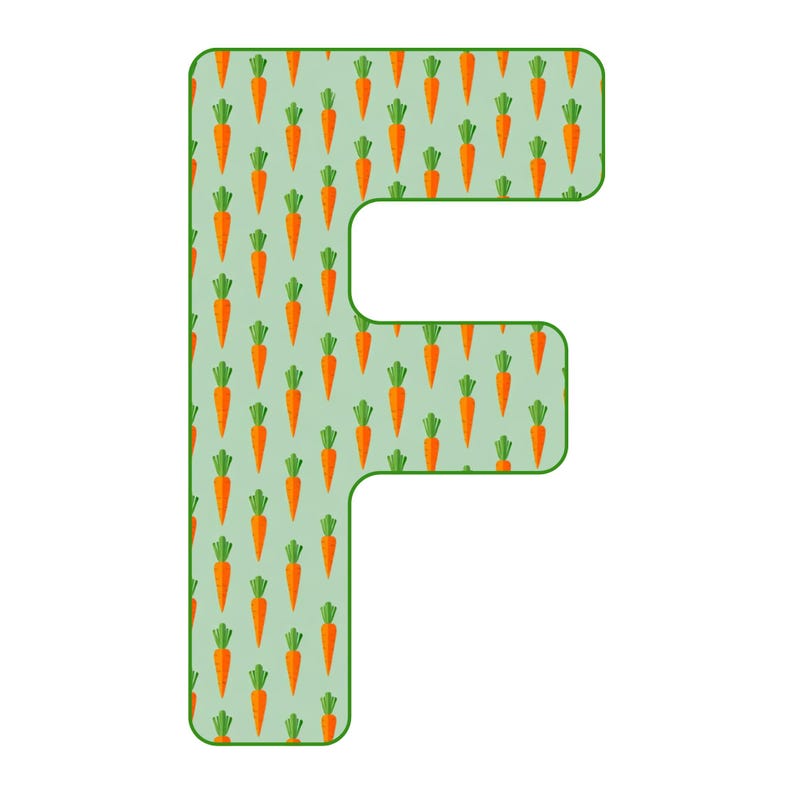 Easter Alphabet PNG Bundle, Carrot Pattern Letters A-Z, Spring Carrot ...