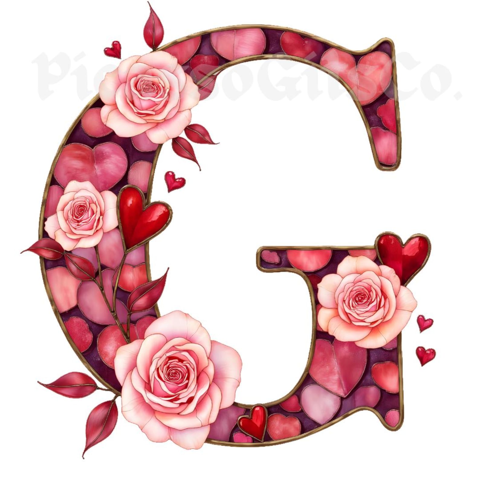Valentine Alphabet PNG, Romantic Letters A–Z, Valentine Letter Set for ...