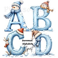 Snowman Alphabet Clipart, Snowman Letters and Numbers PNG, Holiday ...