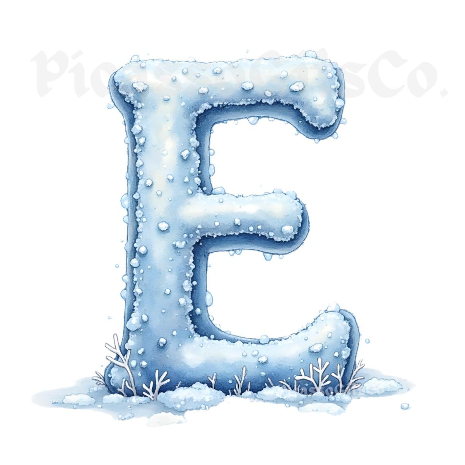 Snowflake Frost Alphabet PNG | Icy Blue Letters A–Z | Watercolor Winter ...