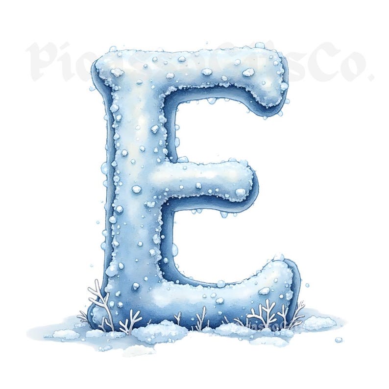 Snowflake Frost Alphabet PNG | Icy Blue Letters A–Z | Watercolor Winter ...