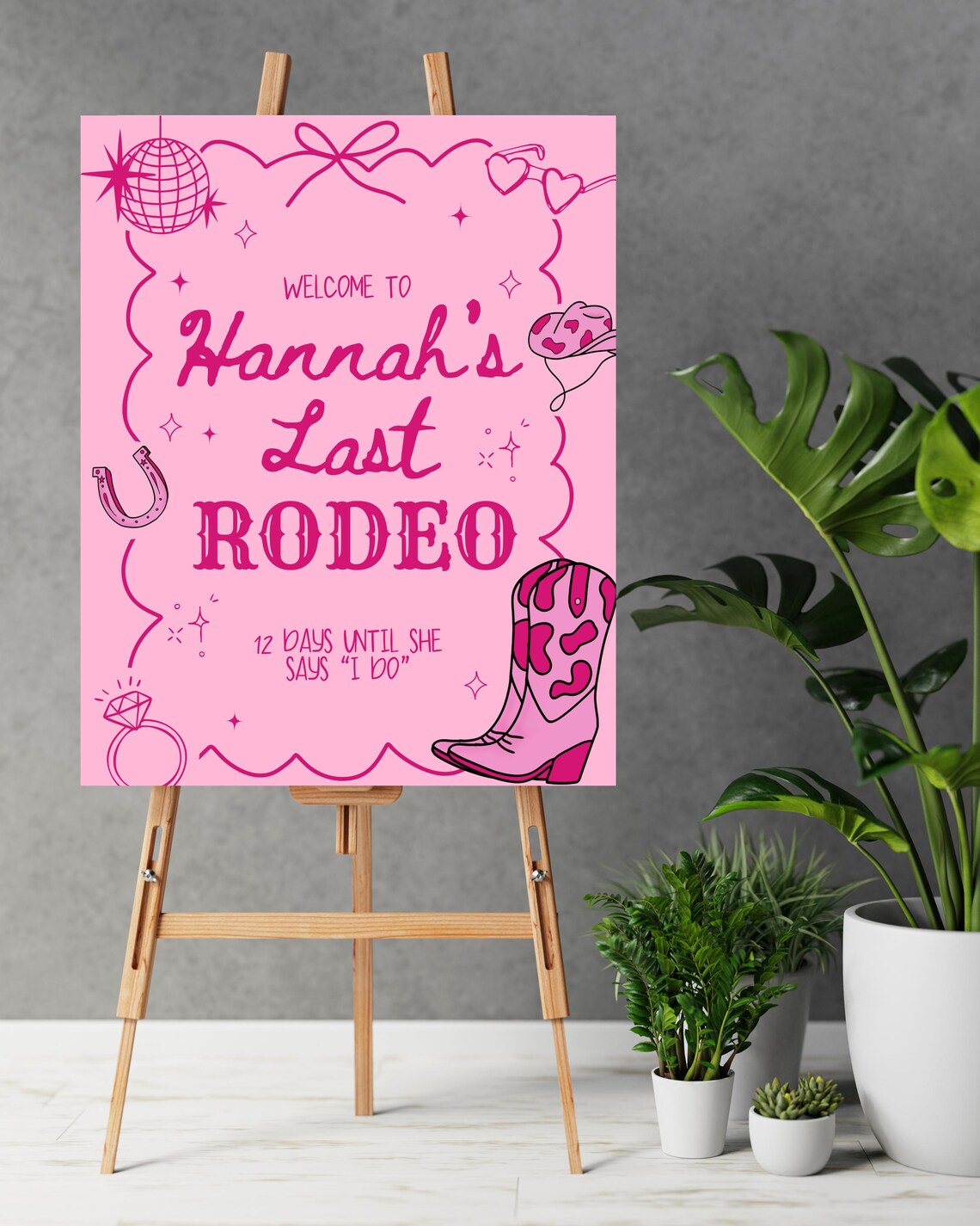 Last Rodeo Bachelorette Welcome Sign, Pink Cowgirl Party (digital ...