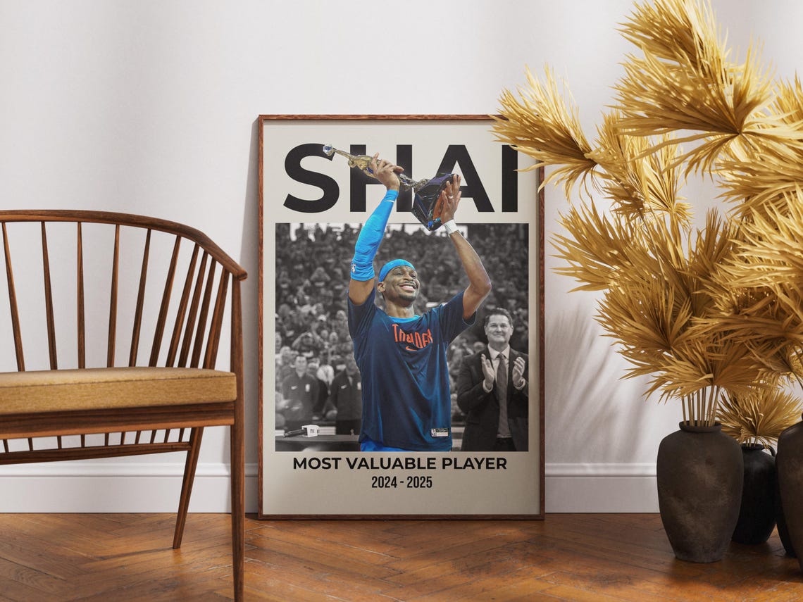 Shai Gilgeous-alexander MVP Poster | OKC Thunder Wall Art | 2024-25 ...
