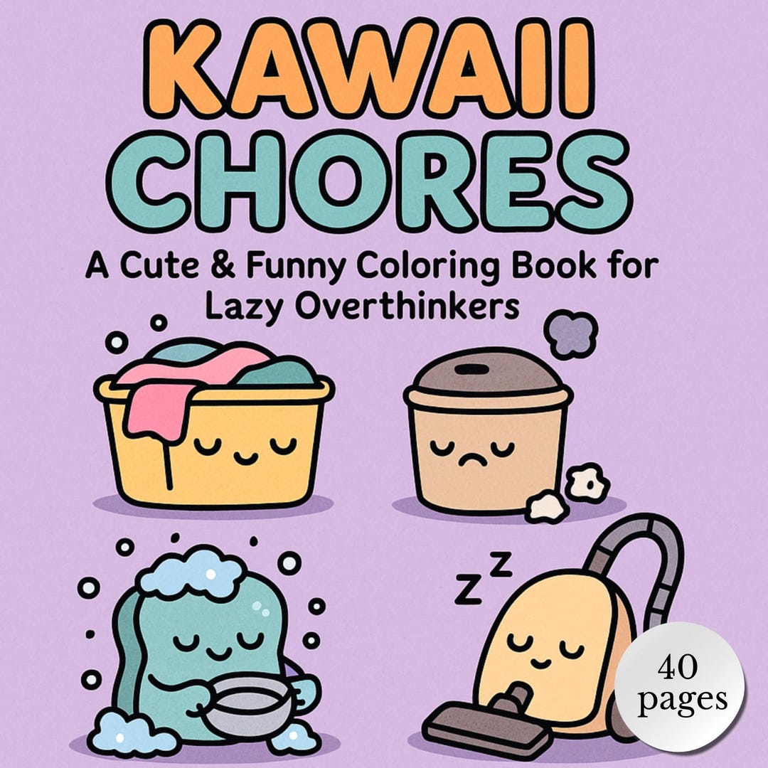 Kawaii Chores Colouring Book – Cute and Funny Printable Pages | Digital ...