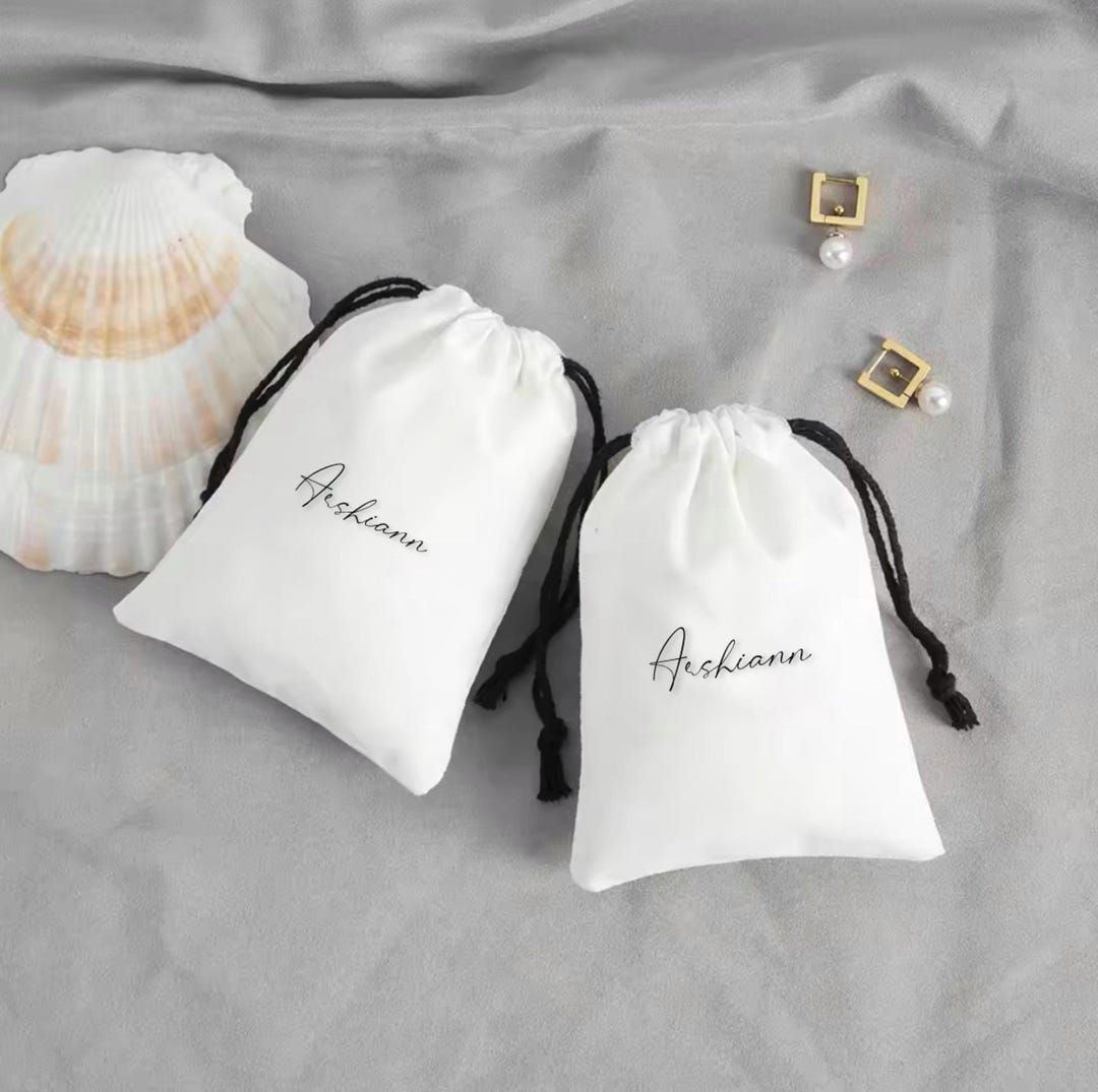 Custom Cotton Drawstring Bags – Personalized Logo Jewelry Pouches – Eco ...