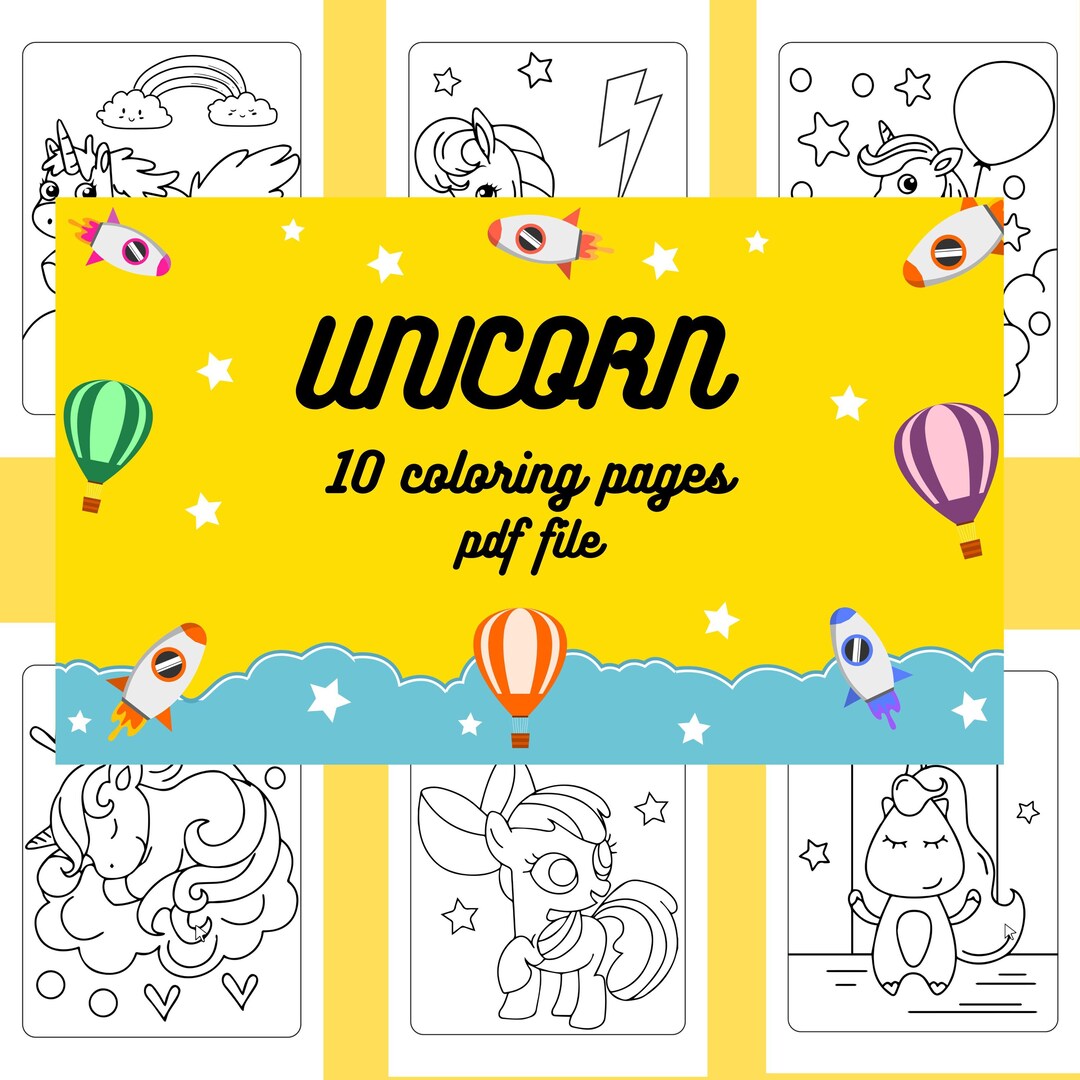 Cute Unicorn Coloring Pages Bundle for Kids | Printable Fantasy ...