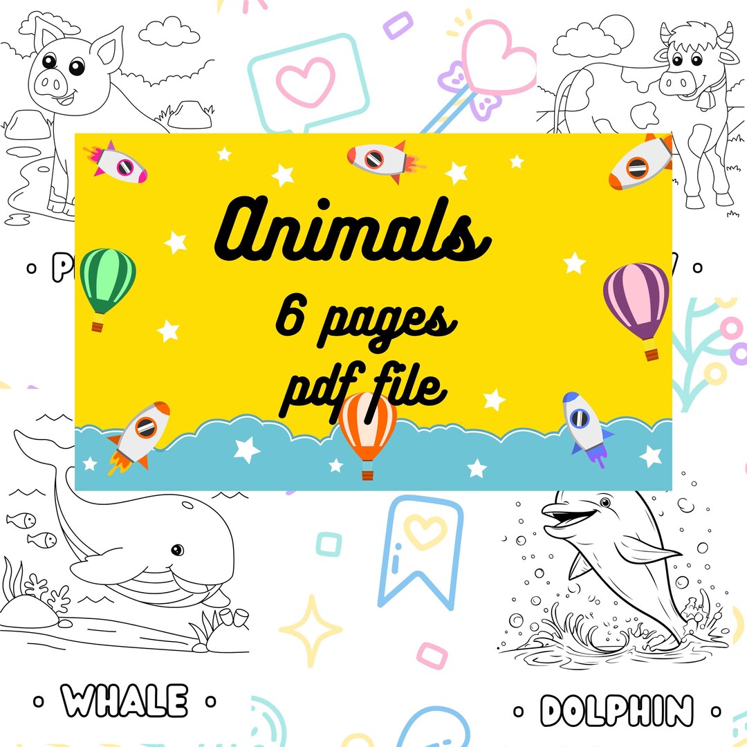 Cute Animal Coloring Pages for Kids – Printable Pig, Raccoon, Cow ...