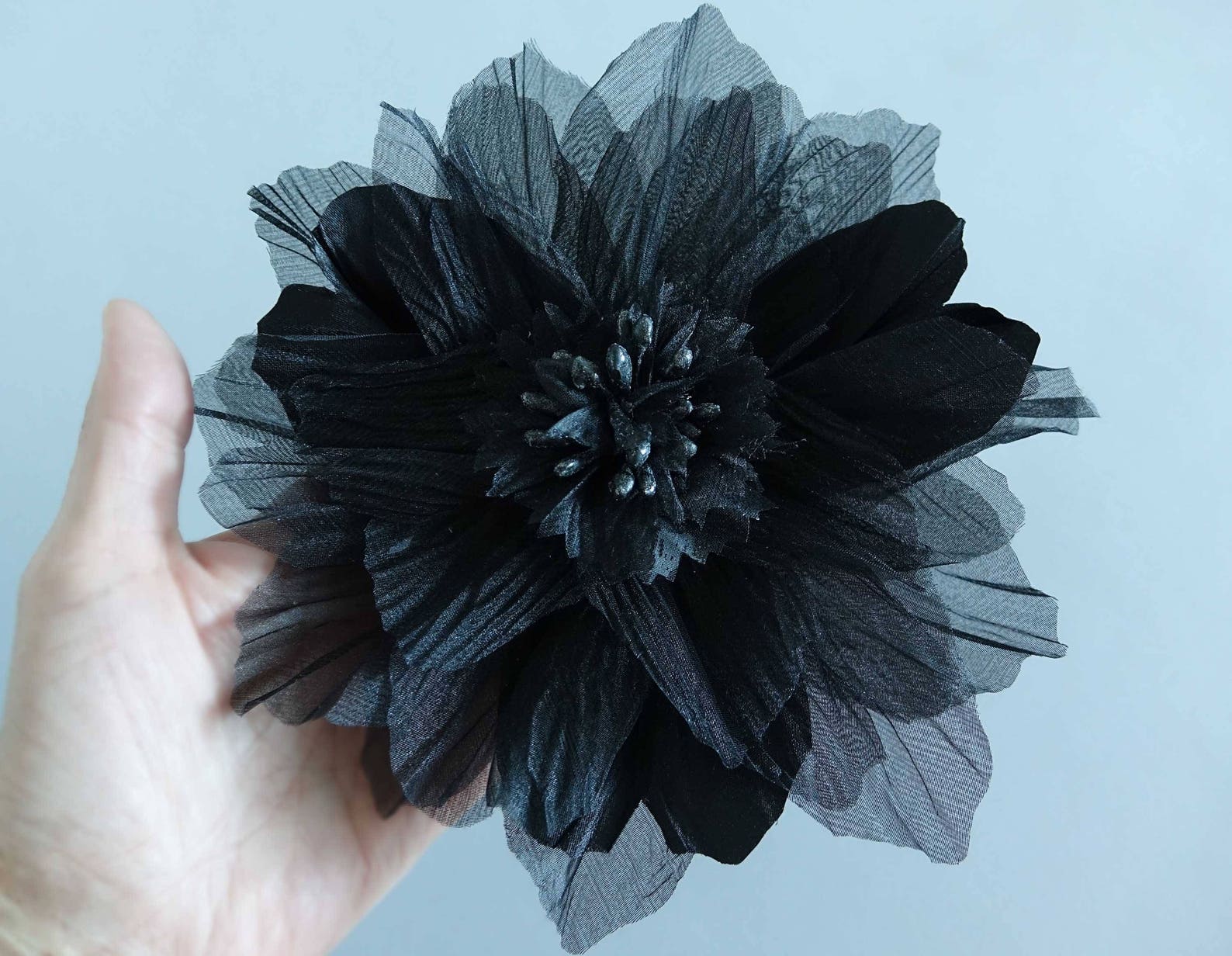 Black Flower Brooch. Fabric Brooch. Peony Brooch. Brooch for Woman ...