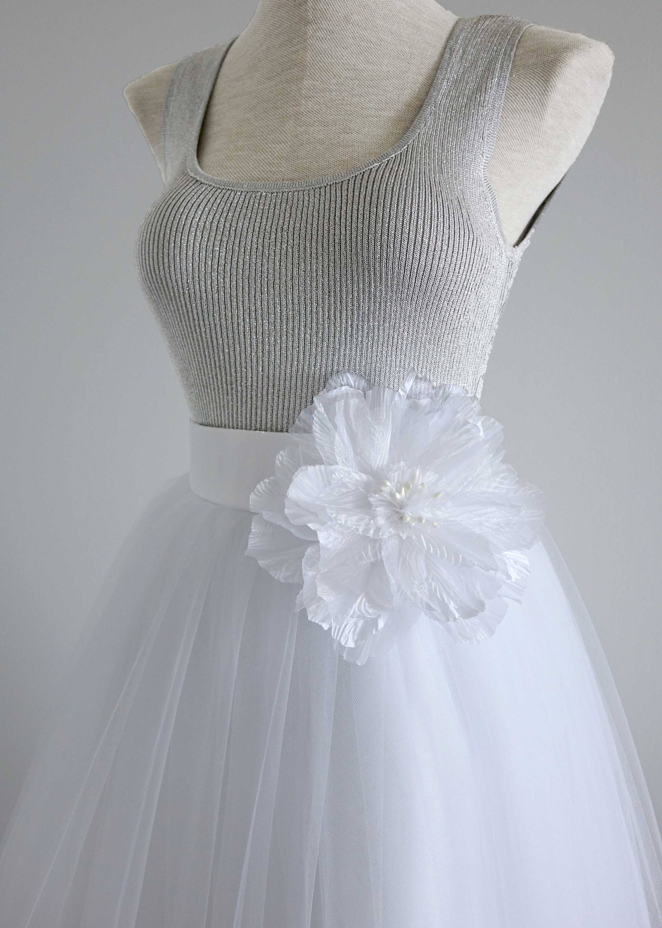 White Tulle Skirt.tea Length Tulle Skirt. Woman Tulle Skirt. Tulle ...