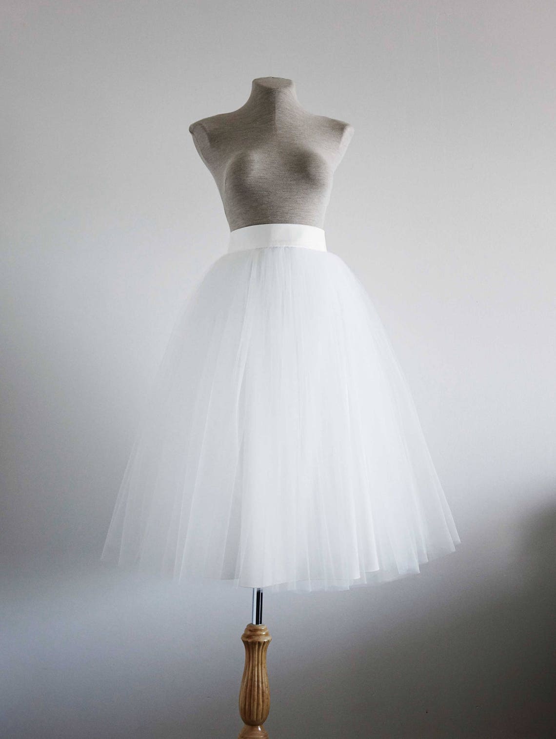White Tulle Skirt. Tea Length Tulle Skirt. Woman Tulle Skirt. Tulle ...
