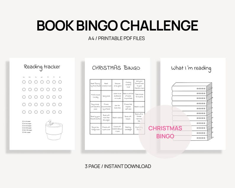 Christmas Reading Bingo Printable | Holiday Book Challenge | Cozy ...