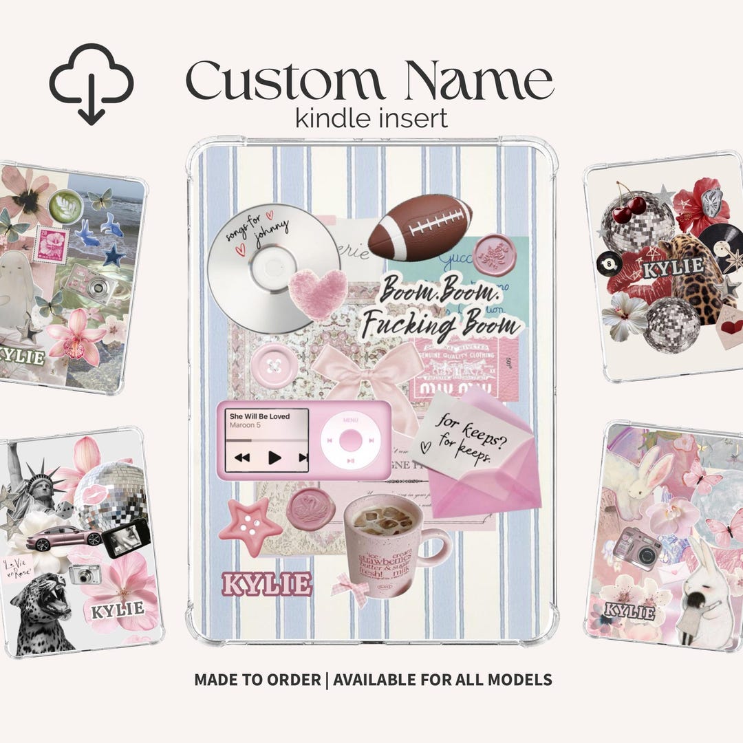 Custom Name Kindle Insert Printable Personalized Kindle Aesthetic Clear ...