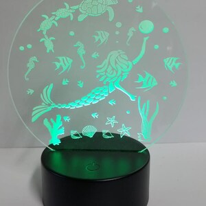 Mermaid and Sea Creatures Acrylic LED light | Etsy
