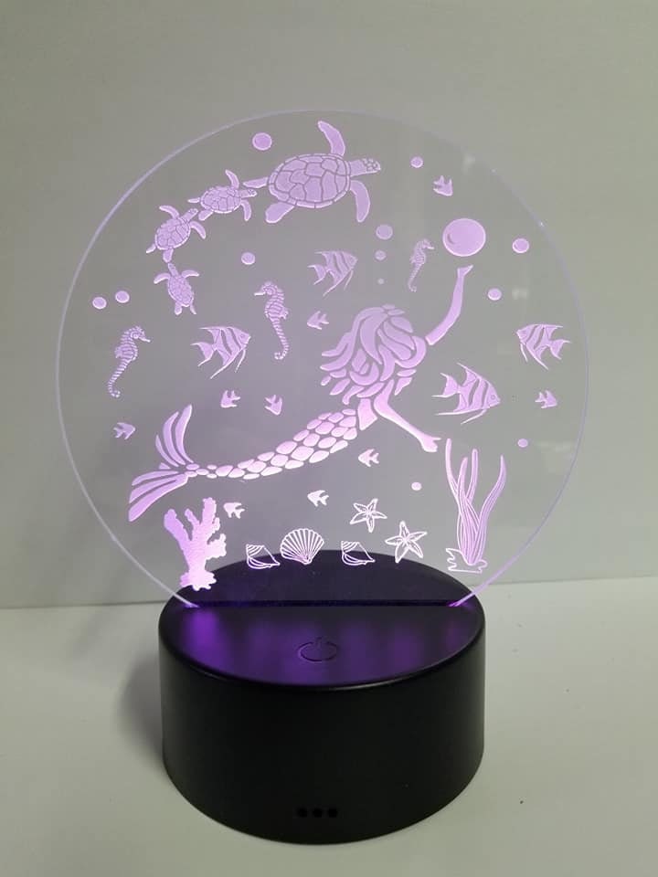 Mermaid and Sea Creatures Acrylic LED Light - Etsy