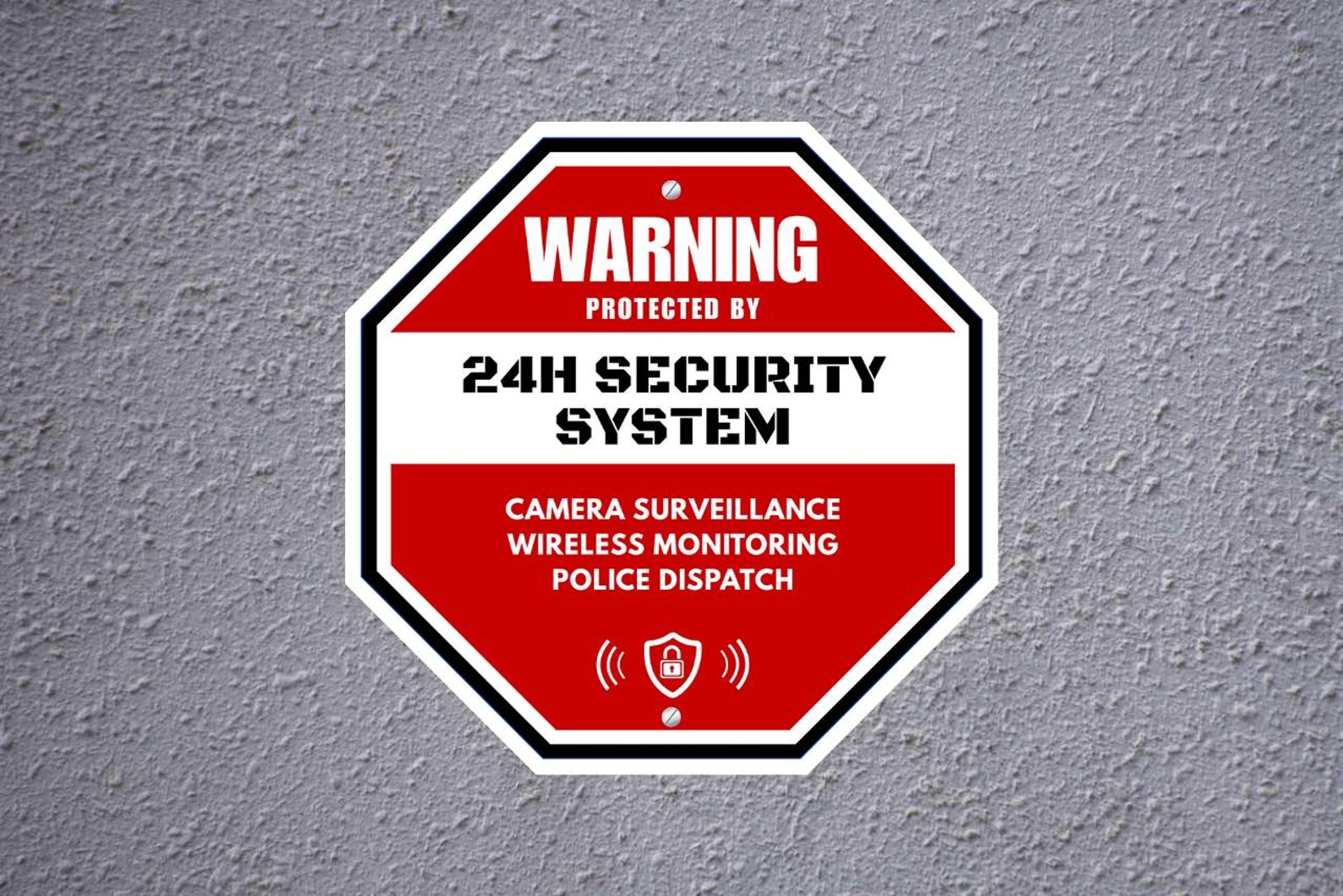 Warning Alarm Surveillance Metal Plate Yard Sign Security Camera System ...