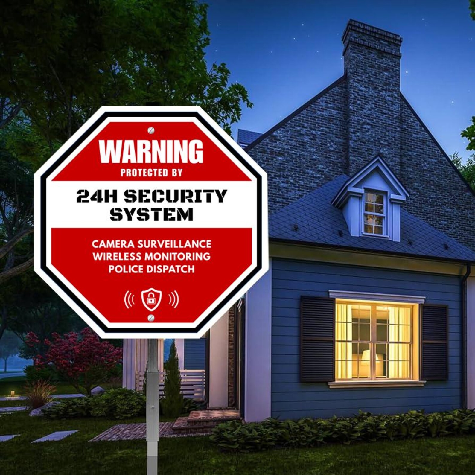 Warning Alarm Surveillance Metal Plate Yard Sign Security Camera System ...