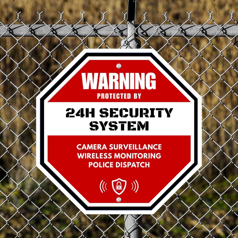 Warning Alarm Surveillance Metal Plate Yard Sign Security Camera System ...