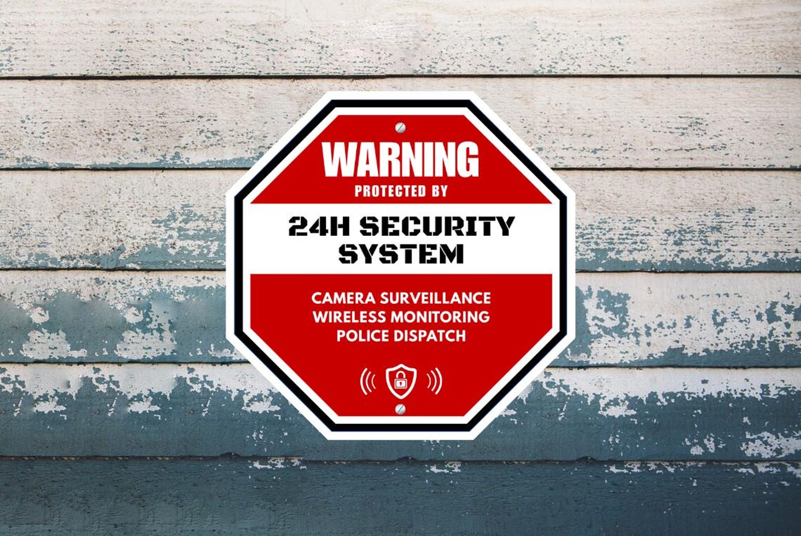 Warning Alarm Surveillance Metal Plate Yard Sign Security Camera System ...