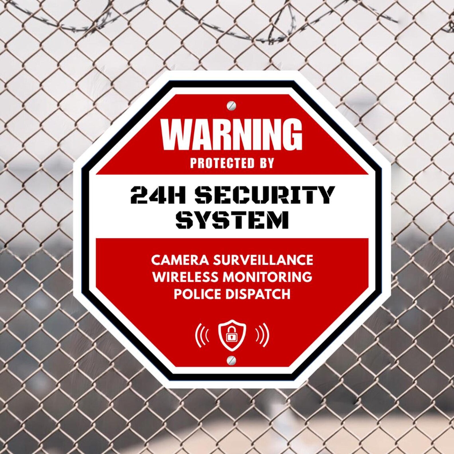 Warning Alarm Surveillance Metal Plate Yard Sign Security Camera System ...