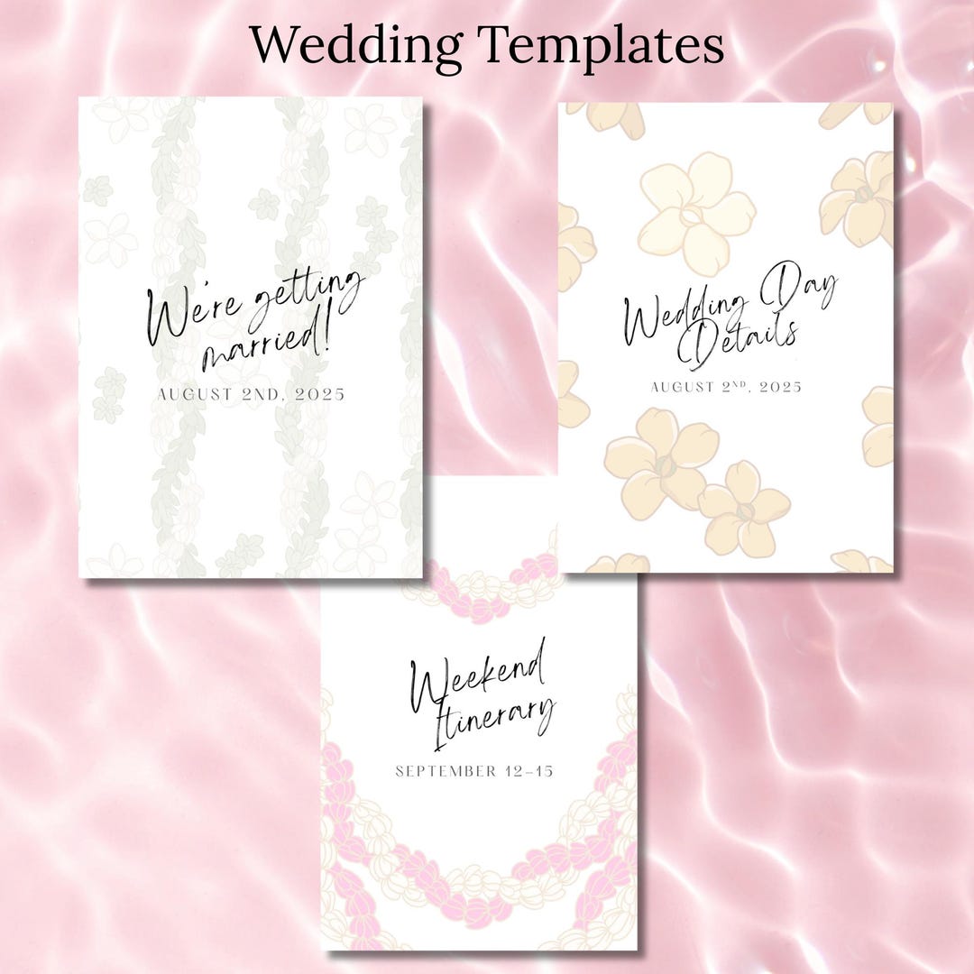 Floral Wedding Invitation Template Bundle, Tropical Lei Design (canva ...