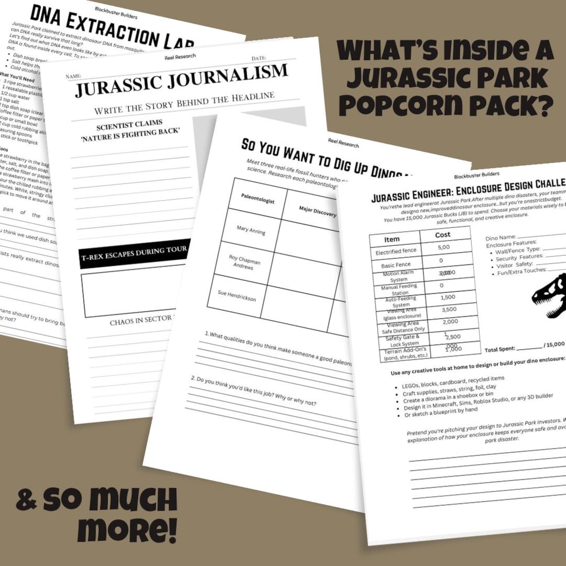 Jurassic Park Homeschool Movie Study: Science & Literacy (PDF ...