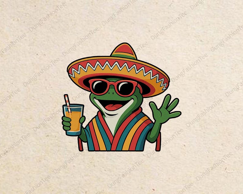 Funny Mexican Frog PNG – Fiesta Party Frog With Sombrero, Shades, and ...