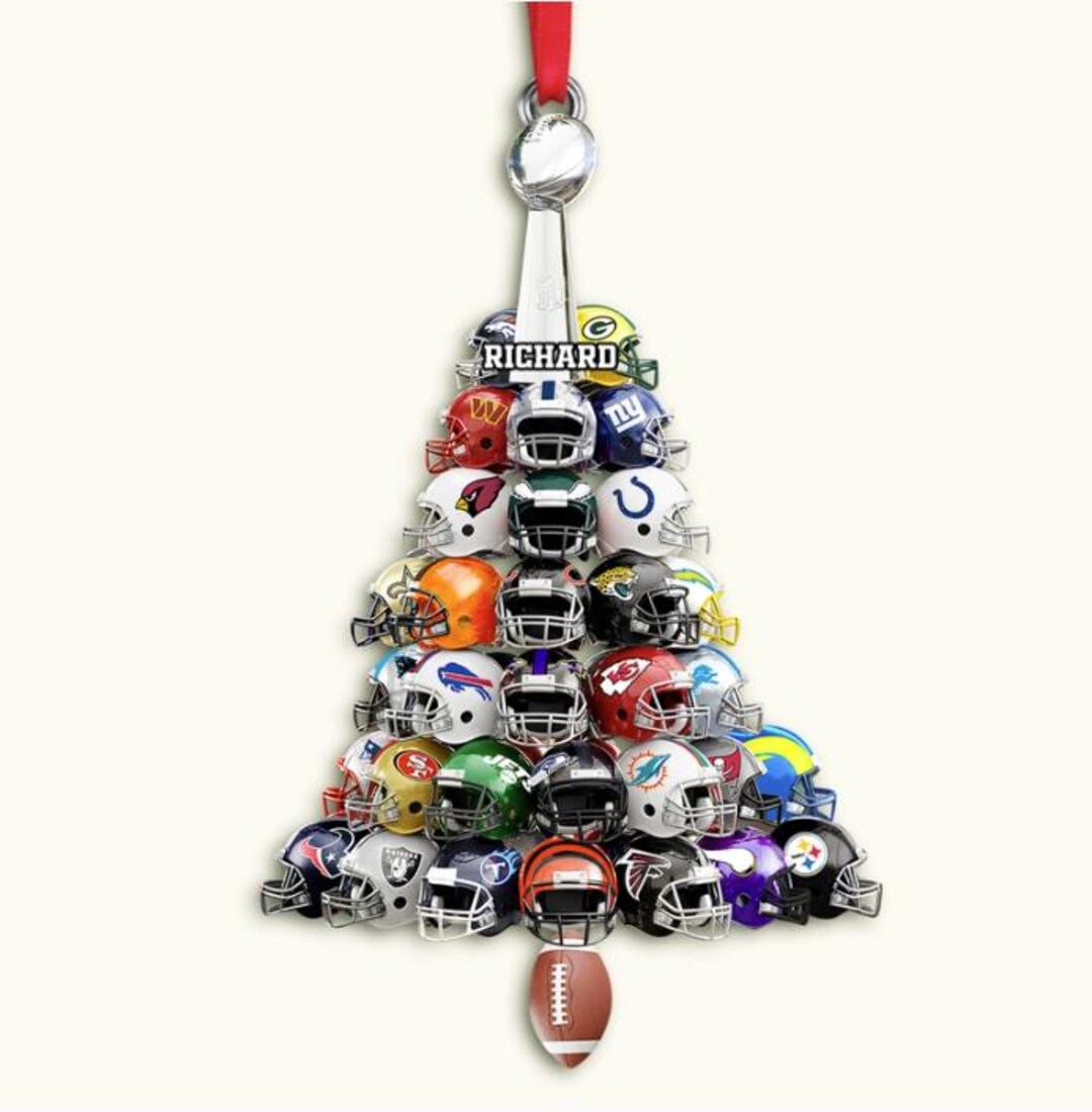 Personalized Football Helmet Christmas Tree Ornament, Sports Fan Gift ...