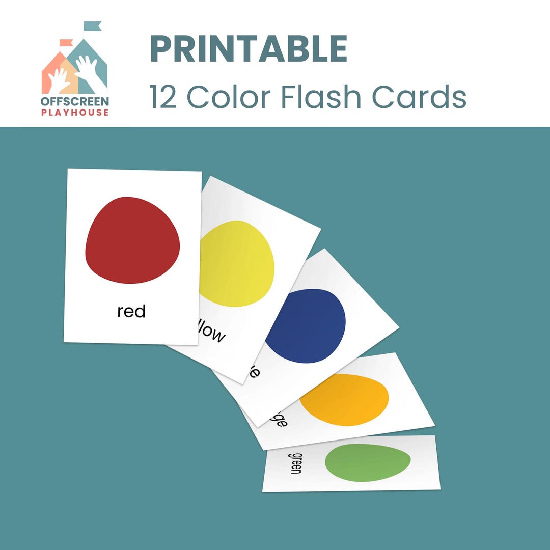 Printable Color Flash Cards, Digital Download Color Cards, Kids Color ...