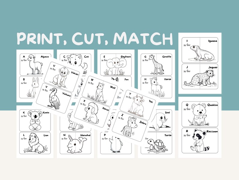 Printable Animals Matching Game for Toddlers and Preschoolers Match ...