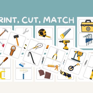 Printable Tools Matching Card Game for Toddlers and Preschoolers Match ...