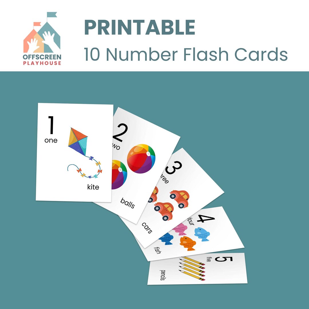 Printable Number Flash Cards, Digital Download 1-10 Cards, Kids Number ...