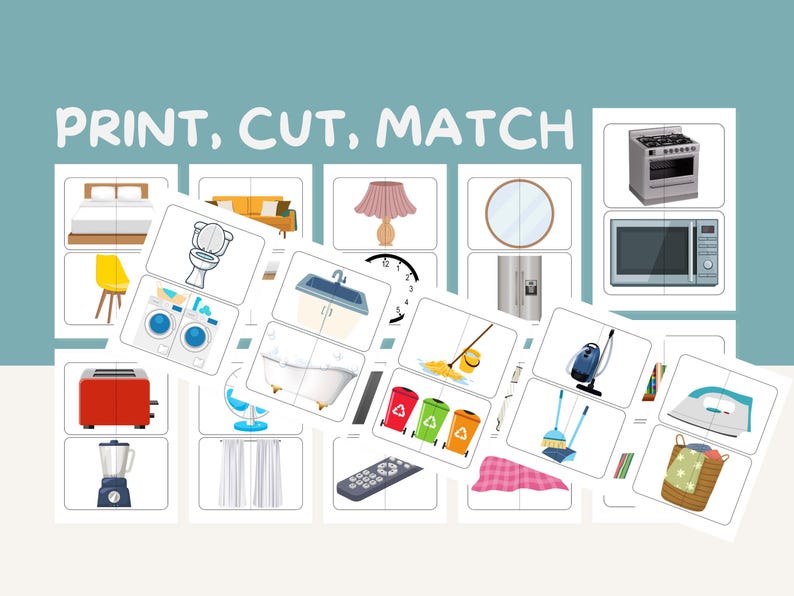 Printable Household Items Matching Game for Toddlers and Preschoolers ...