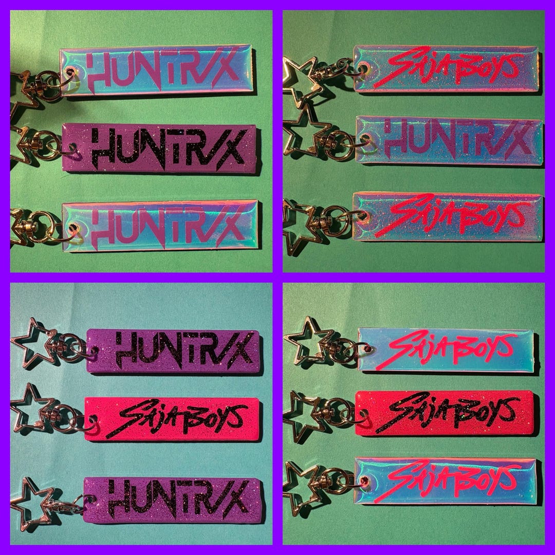 Kpop Demon Hunters Keychains - Huntrix - Saja Boys - Glitter - Glow in ...