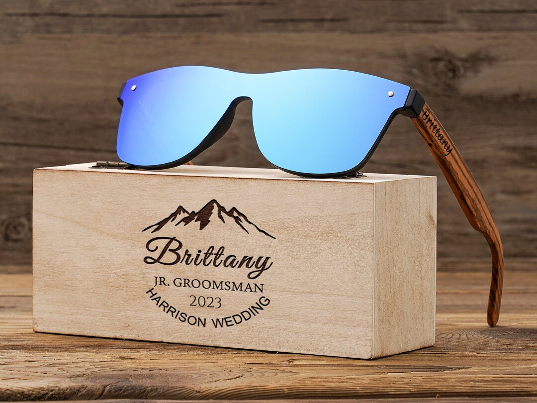 Personalized Zebra Wood Sunglasses, Engraved Wood Sunglasses, Groomsman ...