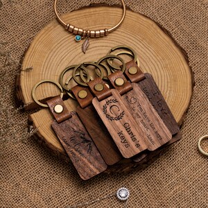 Personalized Walnut Wood Keychain, Engraved Keychain, Custom Wood Key ...