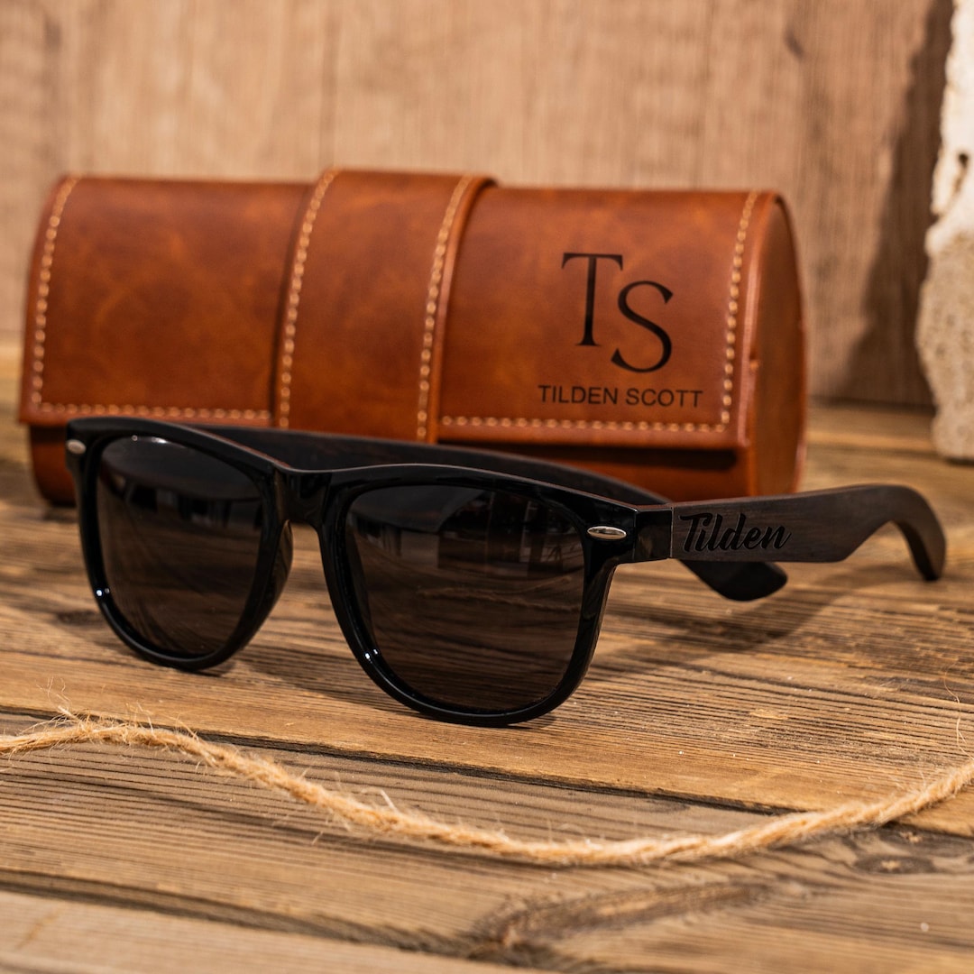 Personalized Ebony Wood Sunglasses, Engraved Wood Sunglasses, Groomsman ...