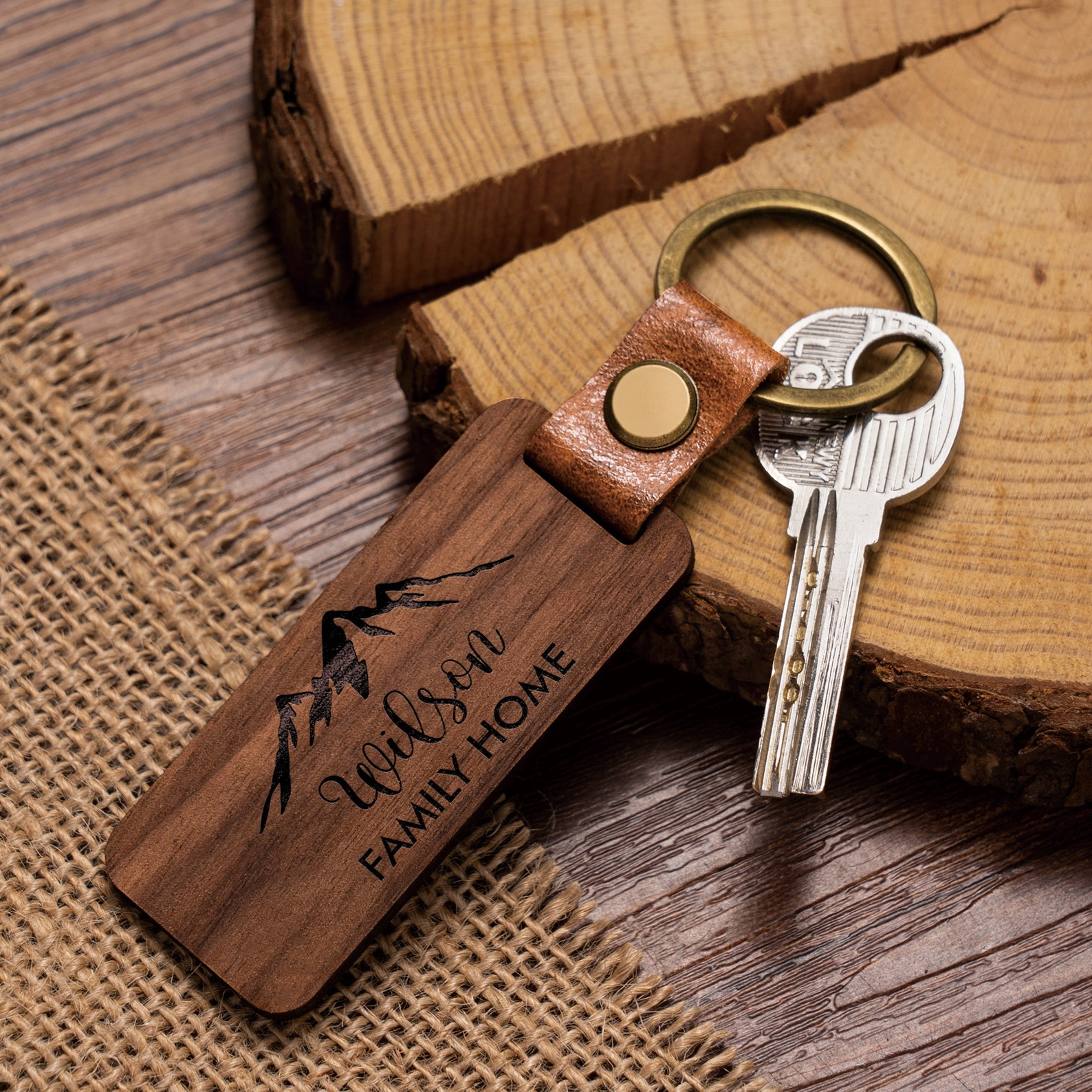 Personalized Walnut Wood Keychain Engraved Keychain Custom - Etsy