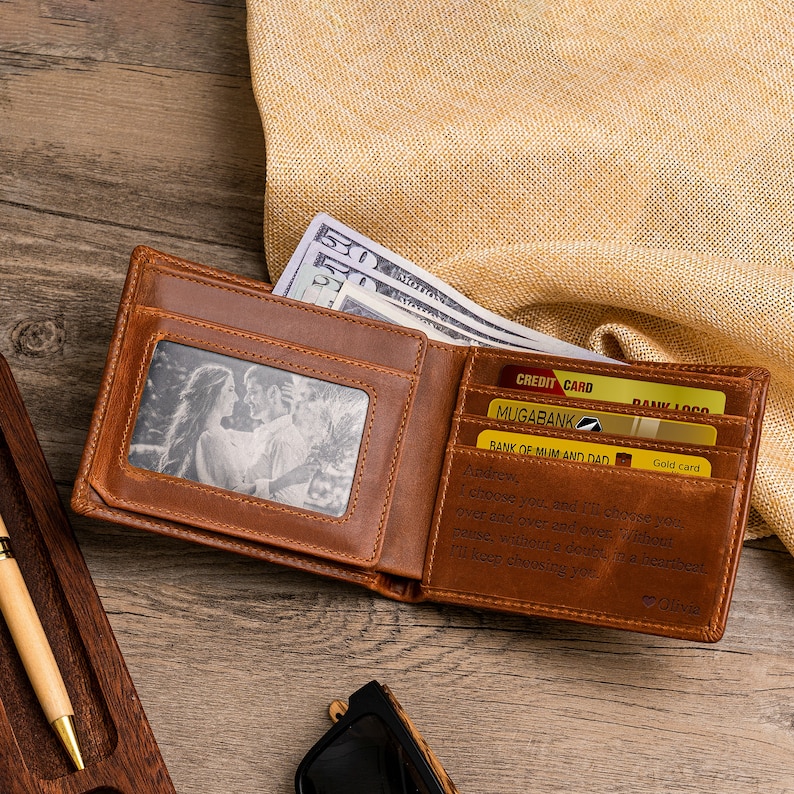 Leather Wallet Personalized Christmas Gift Mens Wallet - Etsy