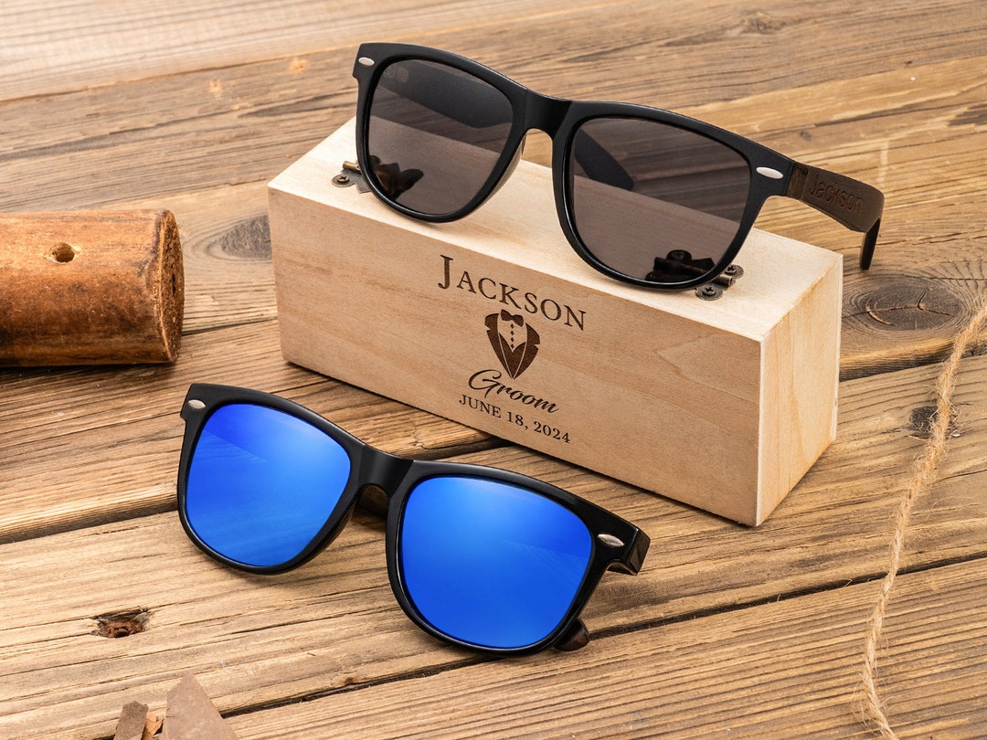 Personalized Ebony Wood Sunglasses, Engraved Wood Sunglasses, Groomsman ...